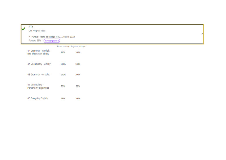 Ingles U4 Progress | PDF