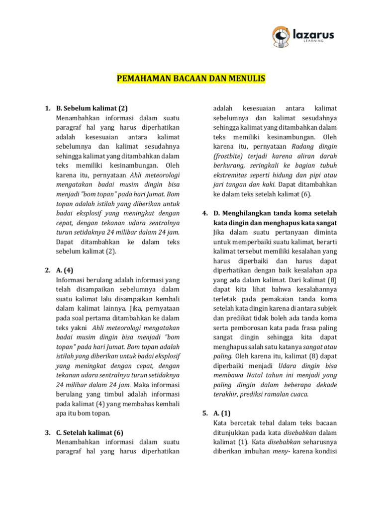 PBM-001 - Pembahasan PBM-001 | PDF | Seni & Disiplin Bahasa