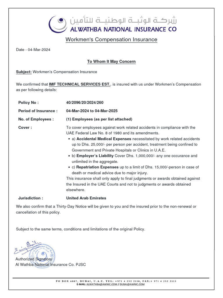 Workmen's Compensation Insurance Certificate | PDF | Finance & Money ...