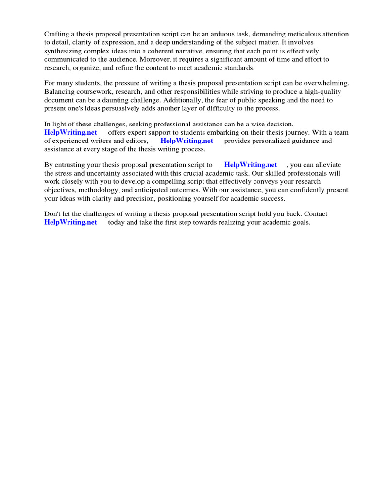 Thesis Proposal Presentation Script | PDF