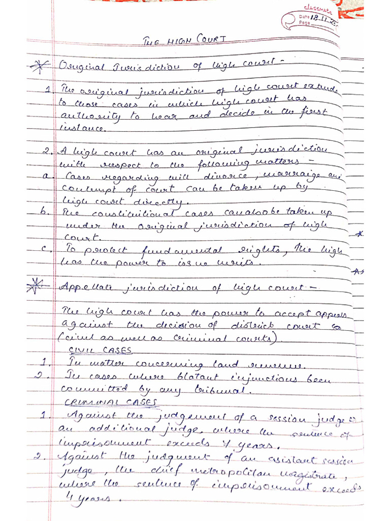 High Court. Notes. | PDF