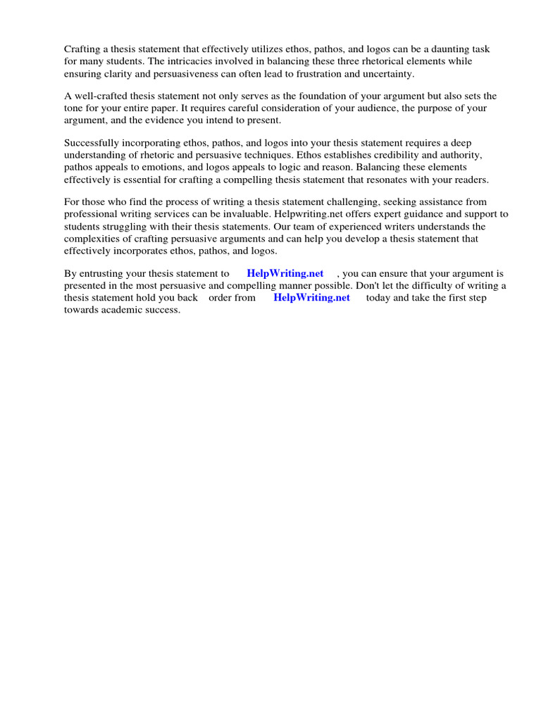 Ethos Pathos Logos Thesis Statement | PDF | Public Speaking | Logos