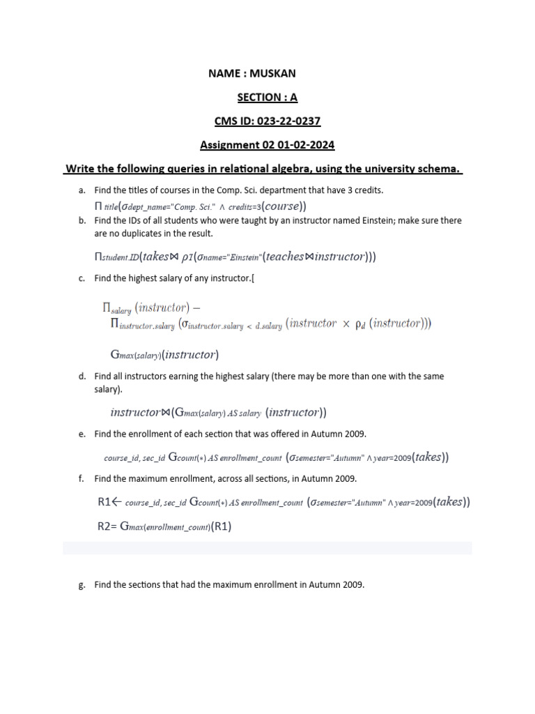 Assignment 02 Muskan 023-22-0237 | PDF