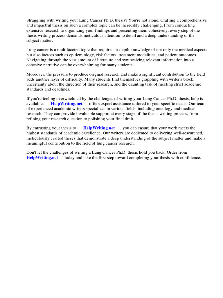 Lung Cancer PHD Thesis | PDF | Lung Cancer | Cancer