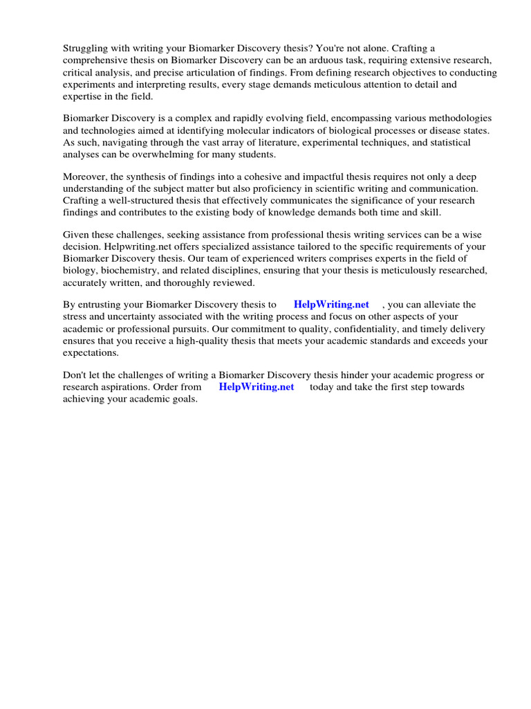 Biomarker Discovery Thesis | PDF