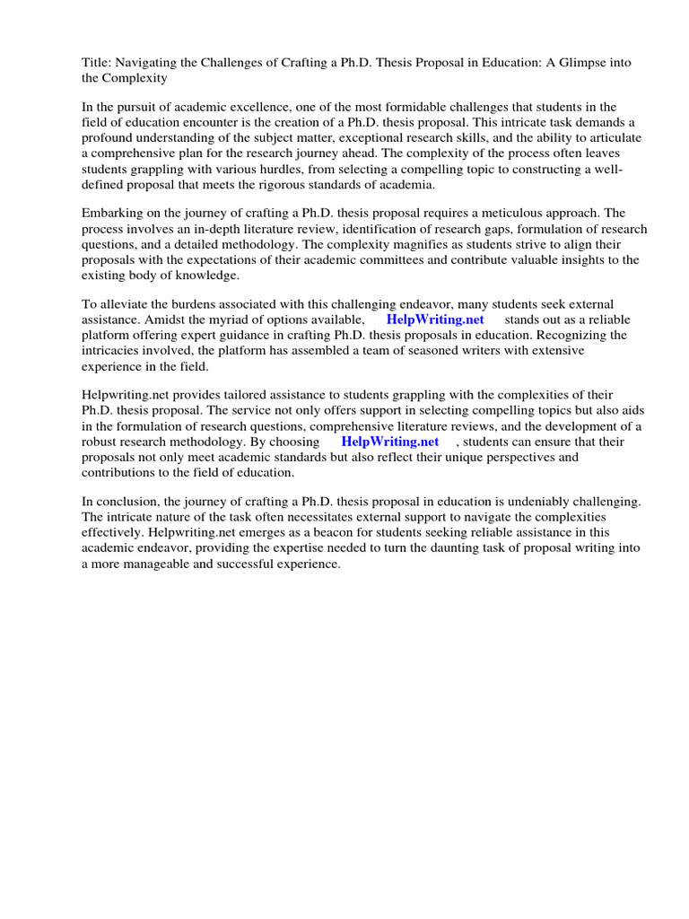 PHD Thesis Proposal in Education Samples | PDF | Thesis | Methodology