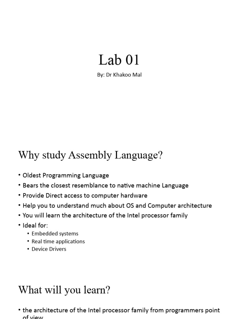 Lab 01 (Lect) | PDF | Assembly Language | Computing Lab 01 (Lect) | PDF | Assembly Language | Computing