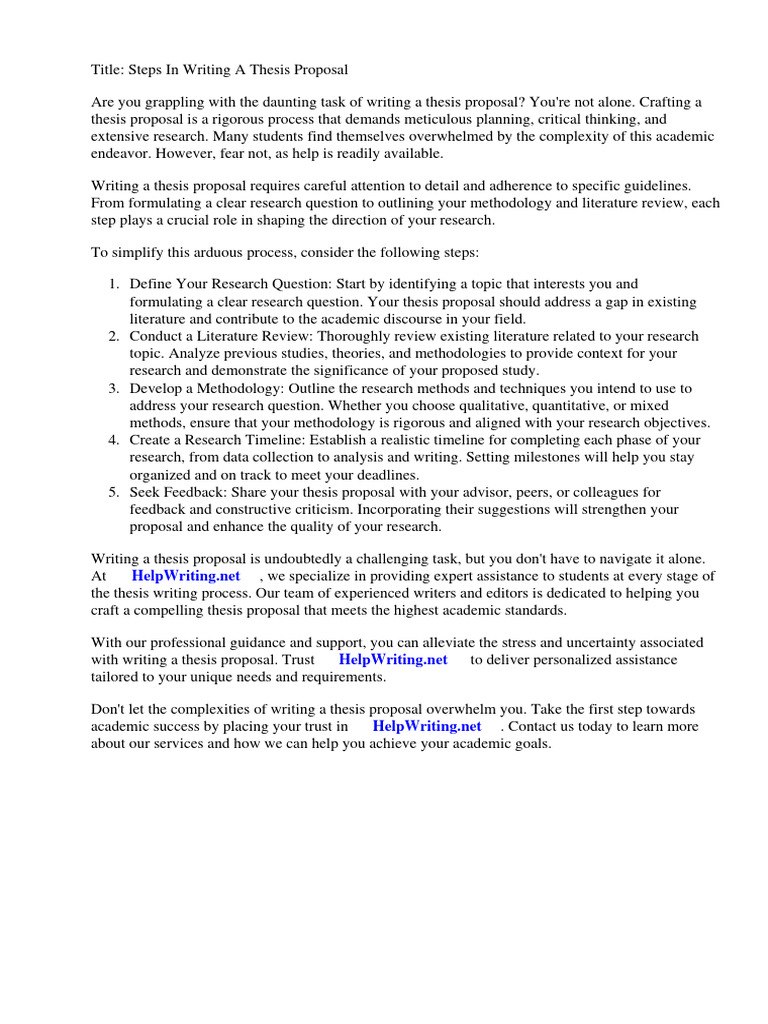 Steps in Writing A Thesis Proposal | PDF | Thesis | Methodology
