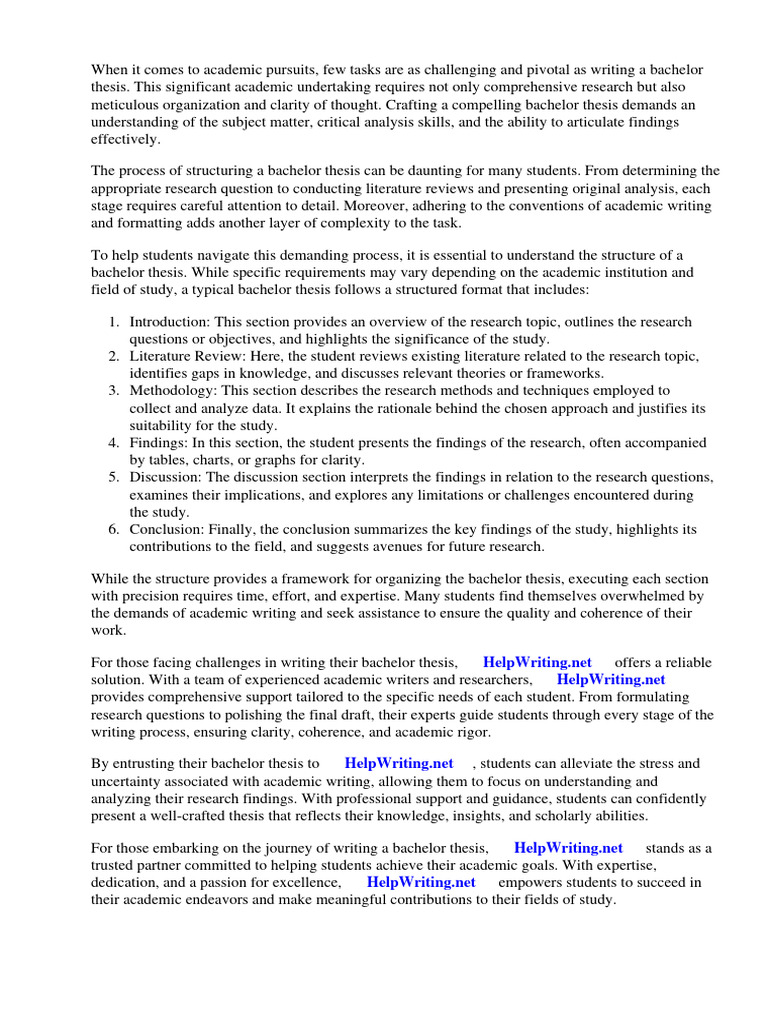 Bachelor Thesis Structure Sample | PDF