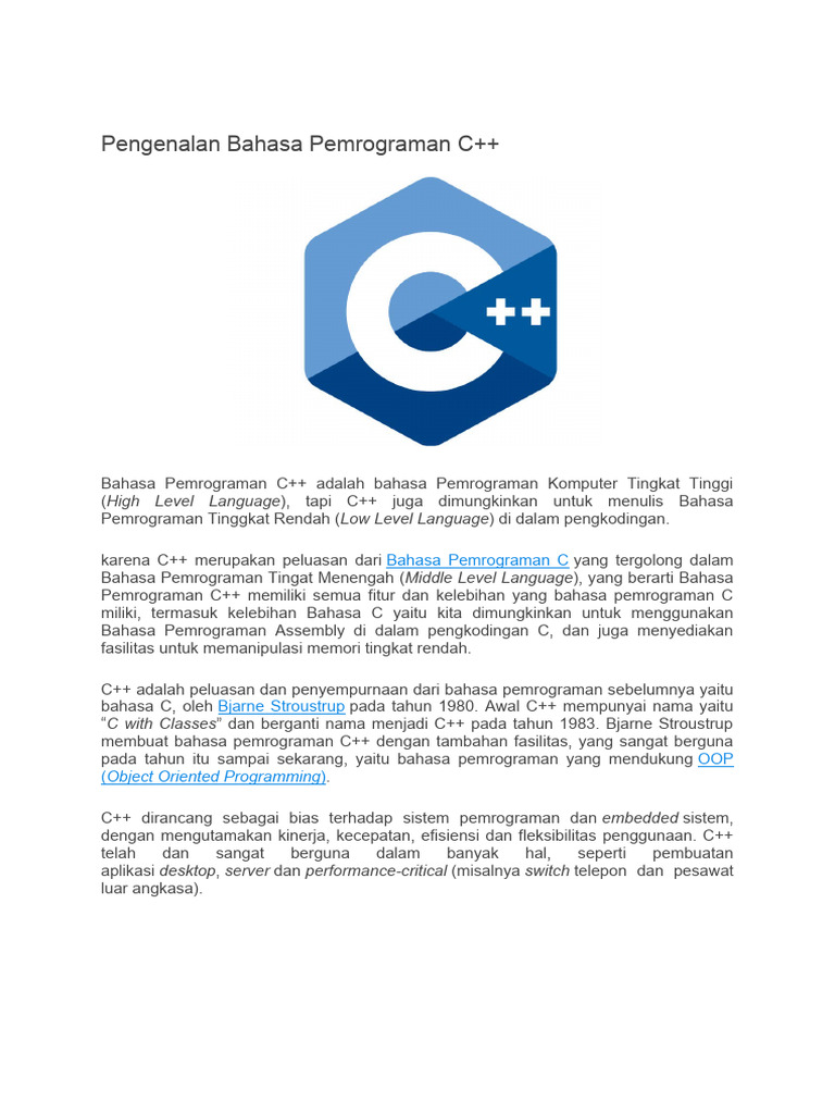 Pengenalan Bahasa Pemrograman C++ | PDF