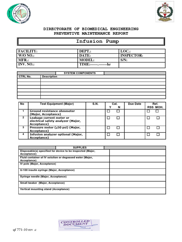 Infusion Pump Preventive Maintenance Report | PDF | Fuse (Electrical ...