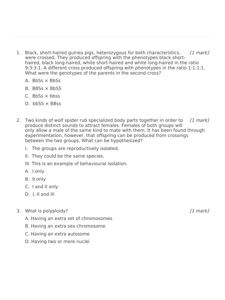 Quiz Topic 10 P1 | PDF | Meiosis | Dominance (Genetics)