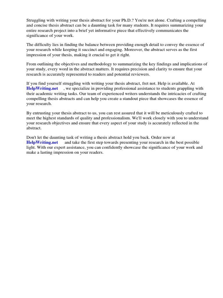 Thesis Abstract Example PHD | PDF