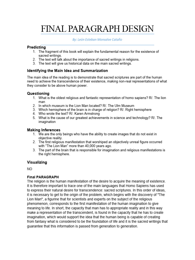 Final Paragraph Design | Download Free PDF | Human | Imagination