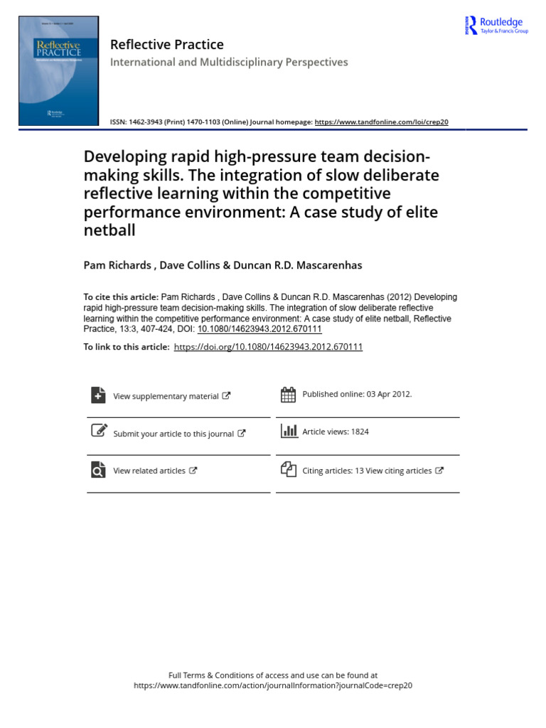 Developing Rapid High Pressure Team Decision Making Skills The ...