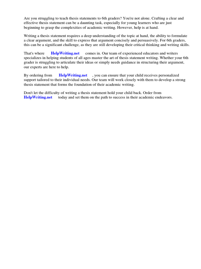 Teaching Thesis Statements To 6th Graders | PDF