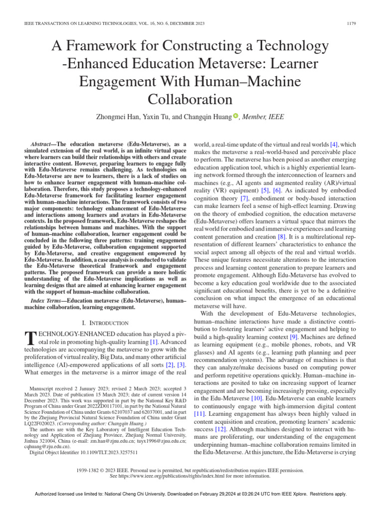 A Framework For Constructing A Technology - Enhanced Education ...