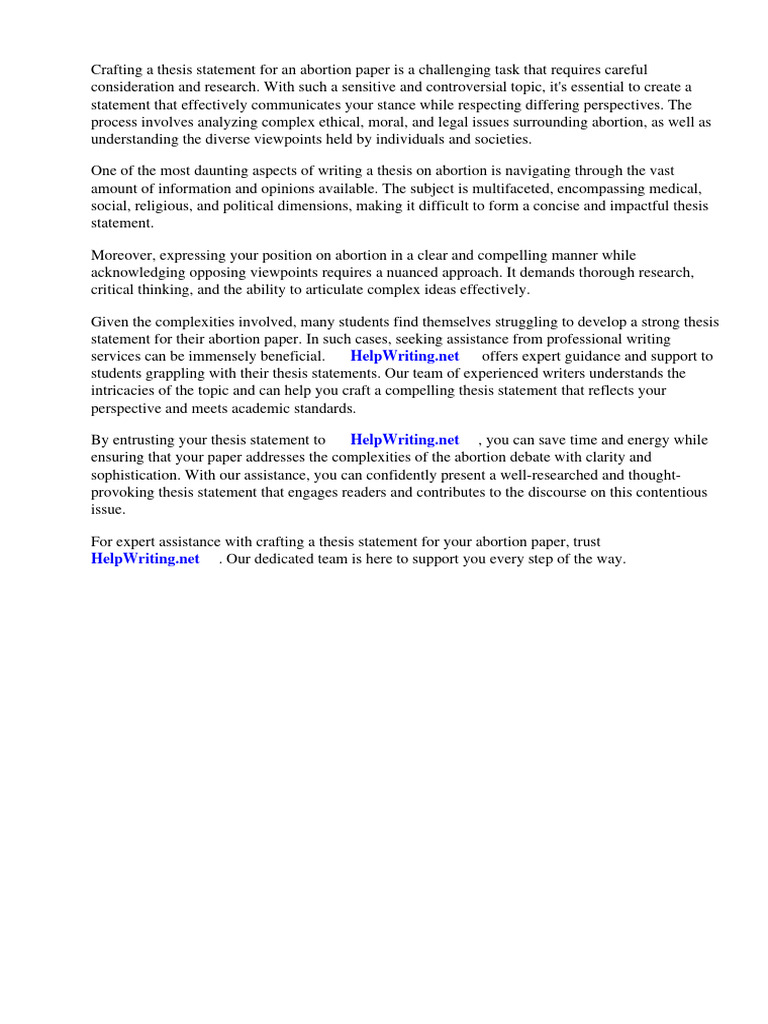 A Good Thesis Statement For An Abortion Paper | PDF | Wellness