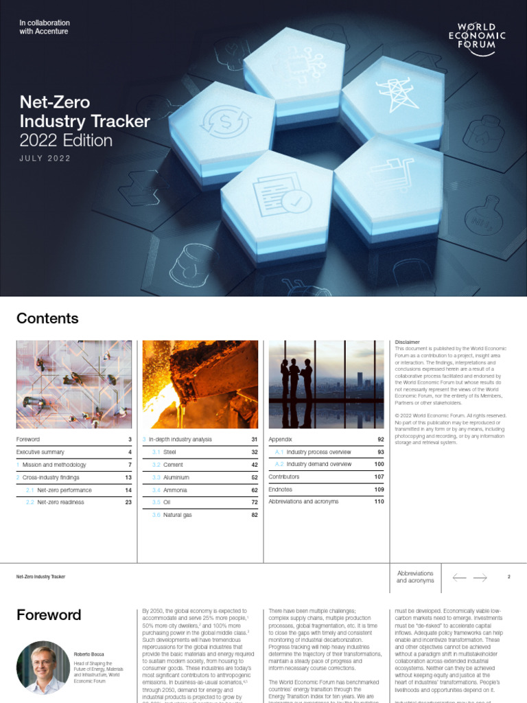 WEF NetZero Industry Tracker 2022 Edition | PDF
