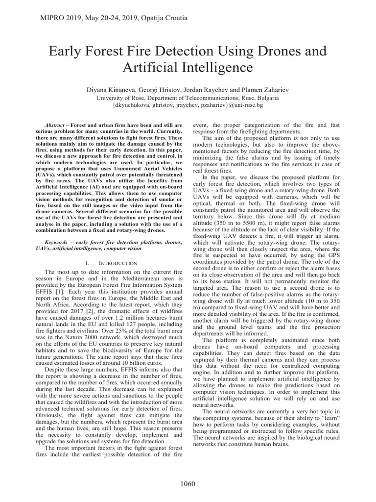 Early Forest Fire Detection Using Drones And Artificial Intelligence Pdf