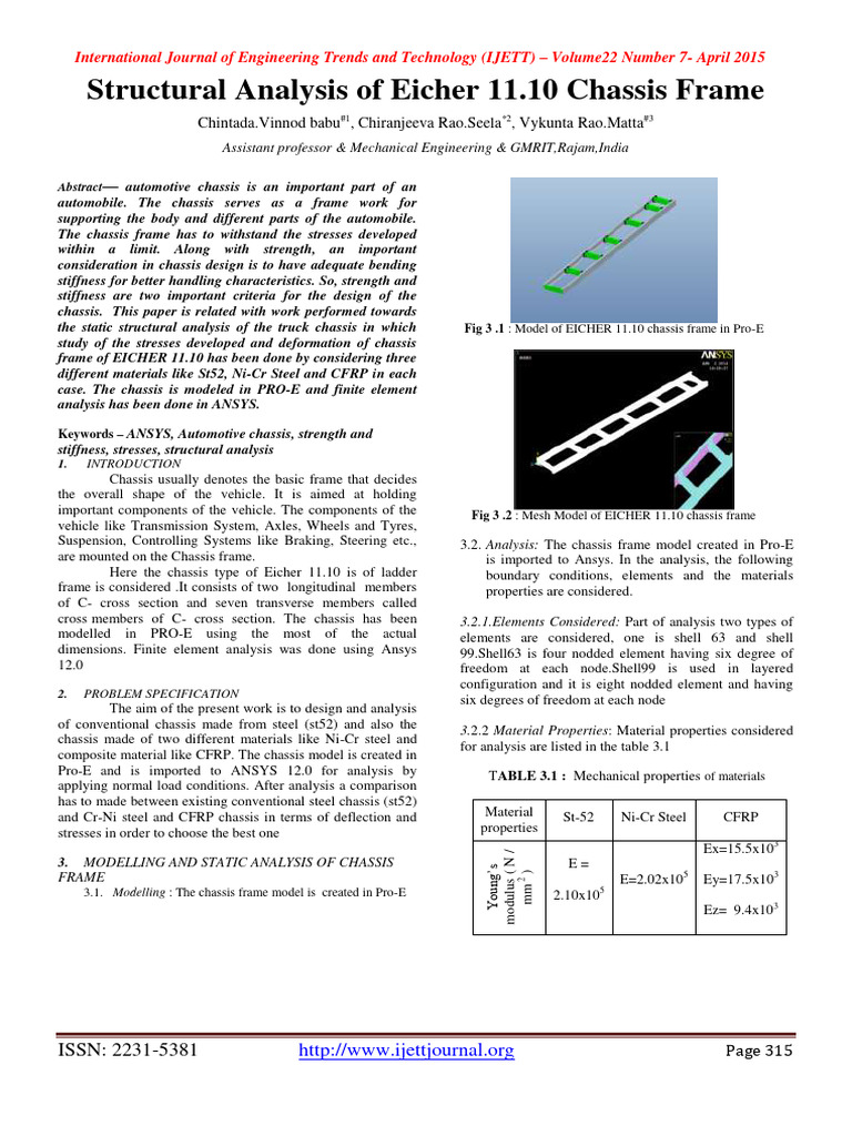7 Structural Analysis of Eicher 11.10 Chassis Frame | PDF | Structural Analysis | Stress (Mechanics)