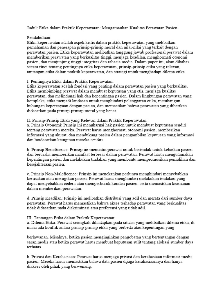 Etika Kep 1 | PDF