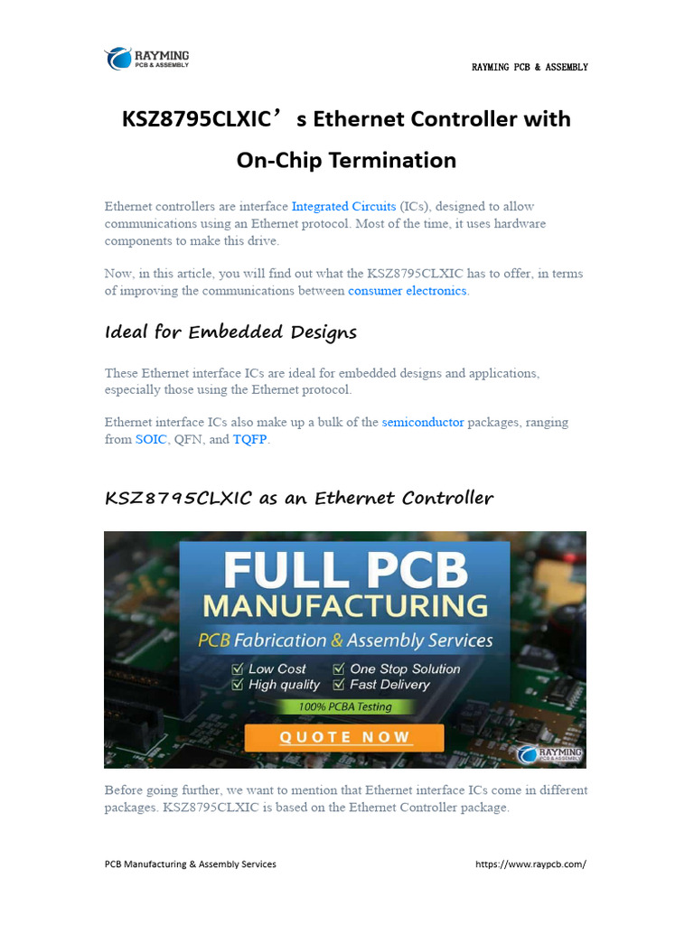 KSZ8795CLXIC S Ethernet Controller With On-Chip Termination | PDF ...