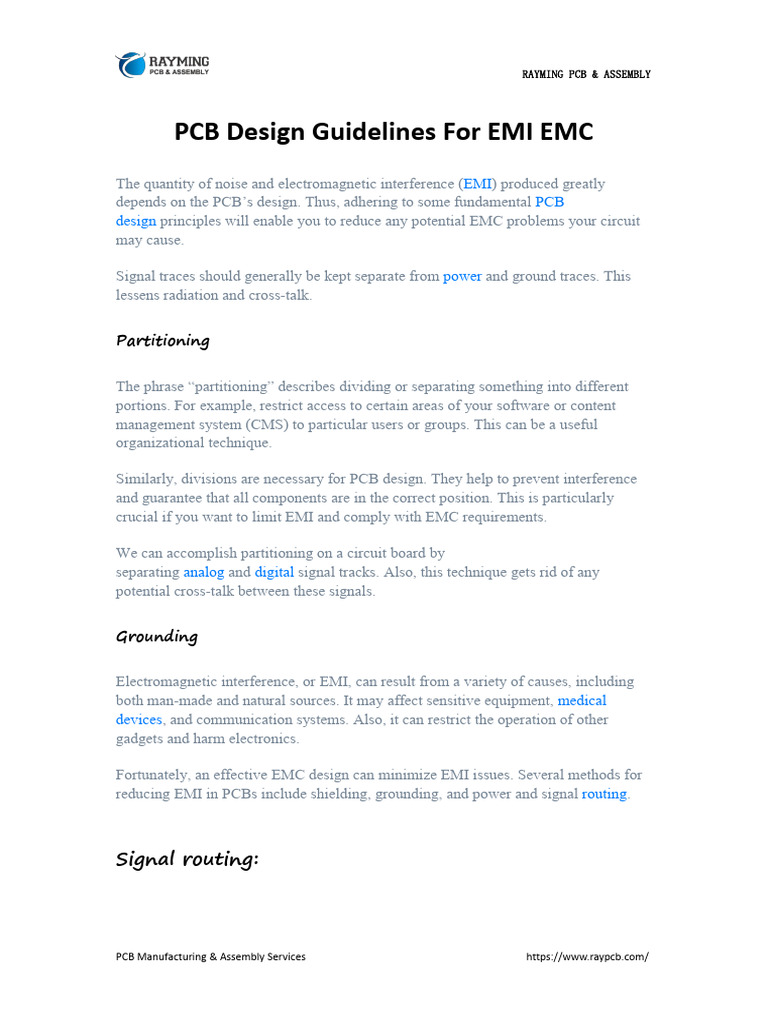PCB Design Guidelines For EMI EMC | PDF | Printed Circuit Board | Electromagnetic Interference
