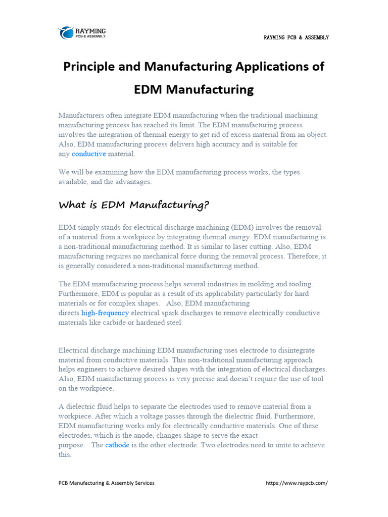 Principle and Manufacturing Applications of EDM Manufacturing | PDF | Machining | Secondary ...