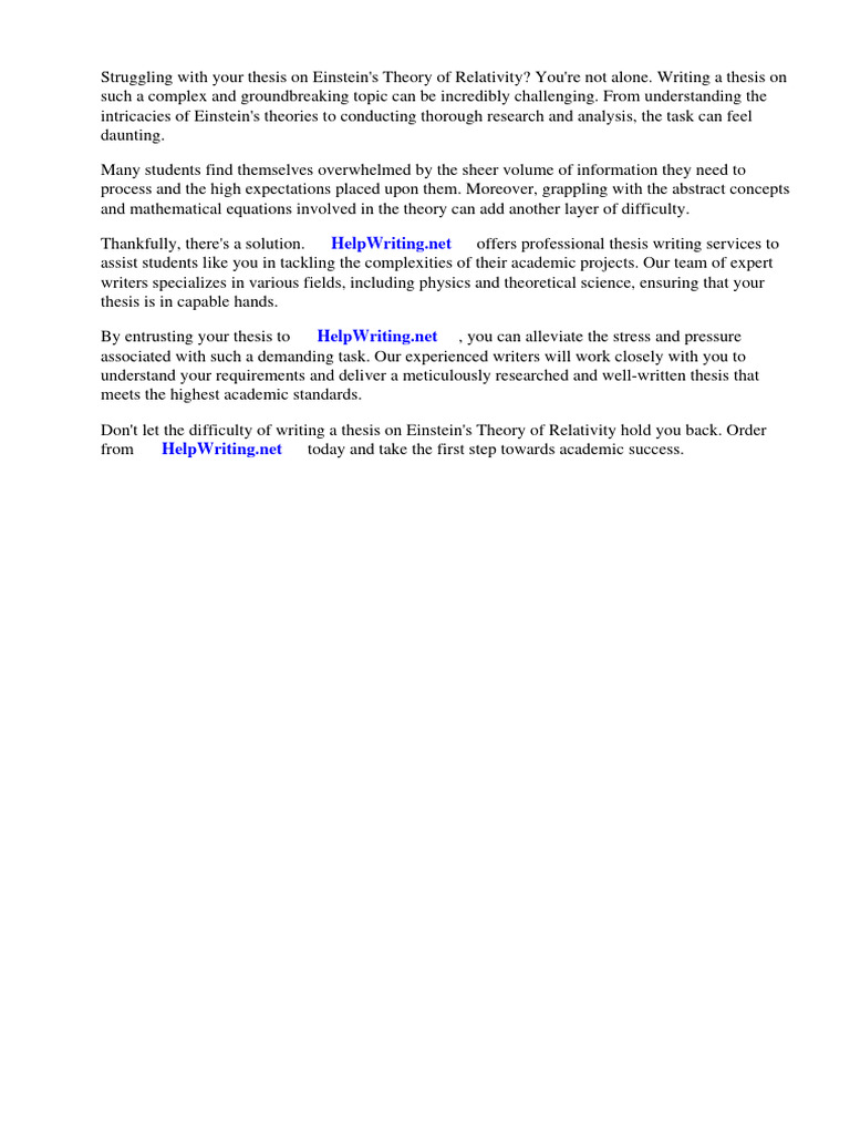 Einstein Thesis On Theory of Relativity | PDF | General Relativity ...