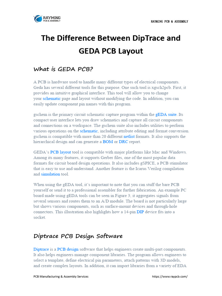 The Difference Between DipTrace and GEDA PCB Layout | PDF