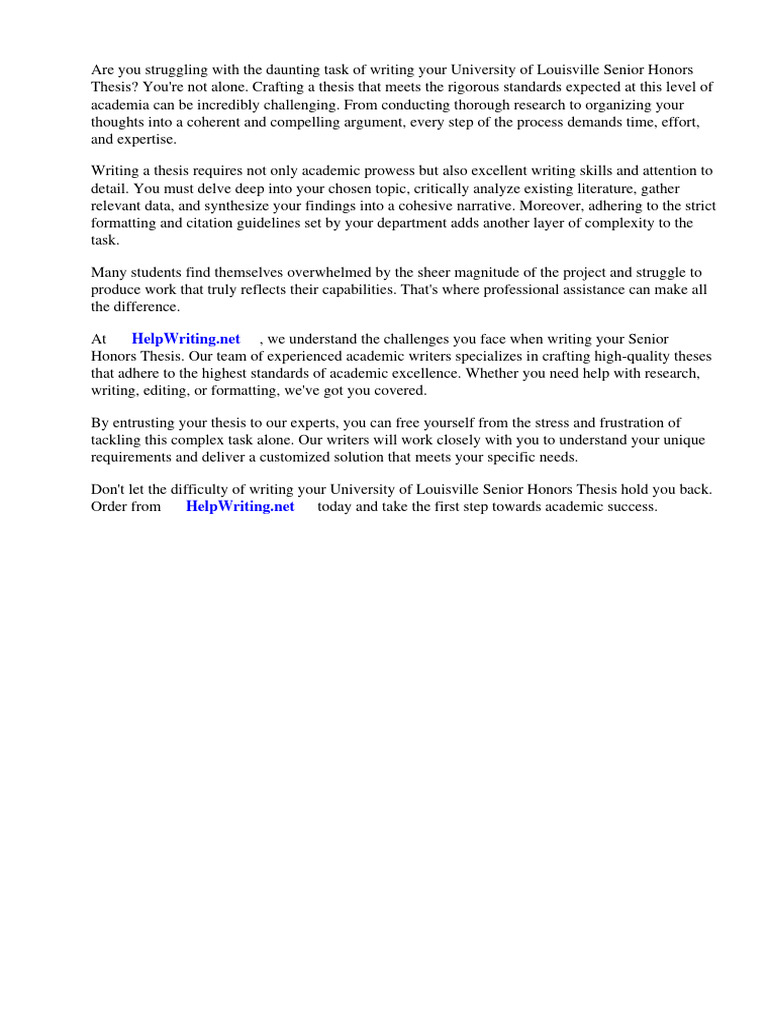 University of Louisville Senior Honors Thesis | PDF