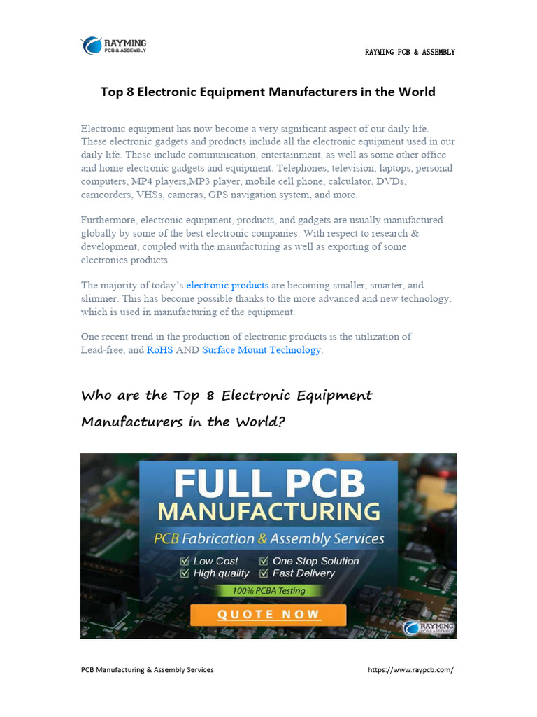 Top Electronic Equipment Manufacturers | PDF | Microsoft | Apple Inc.