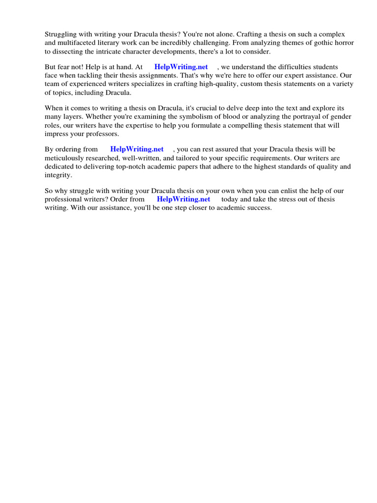 Dracula Thesis Writing Help | PDF