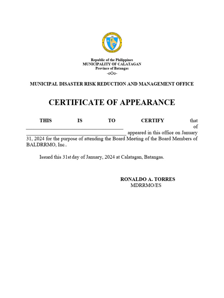 Certificate of Appearance | PDF