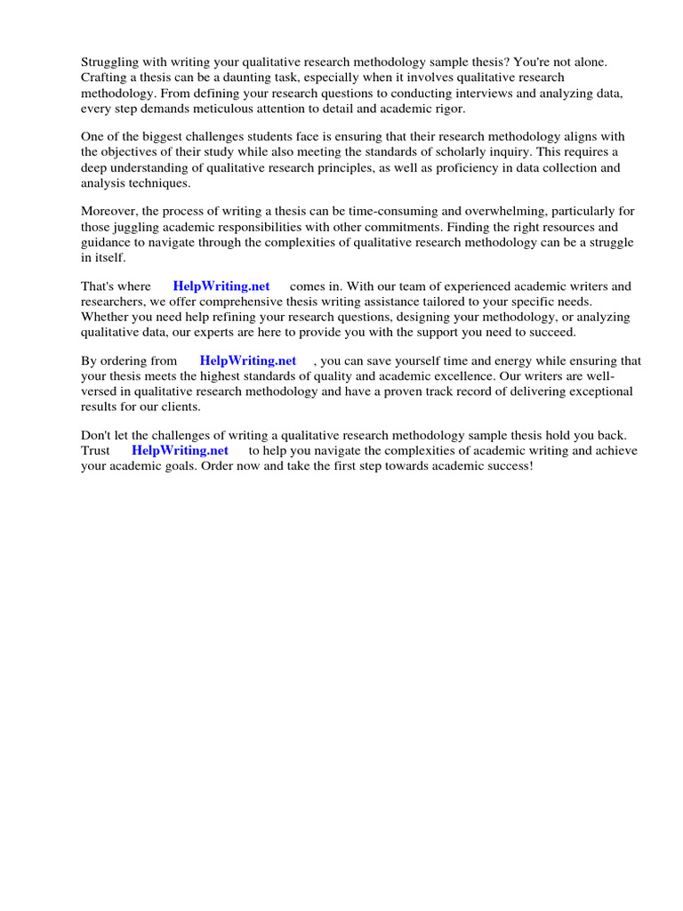 Qualitative Research Methodology Sample Thesis | PDF | Methodology | Qualitative Research