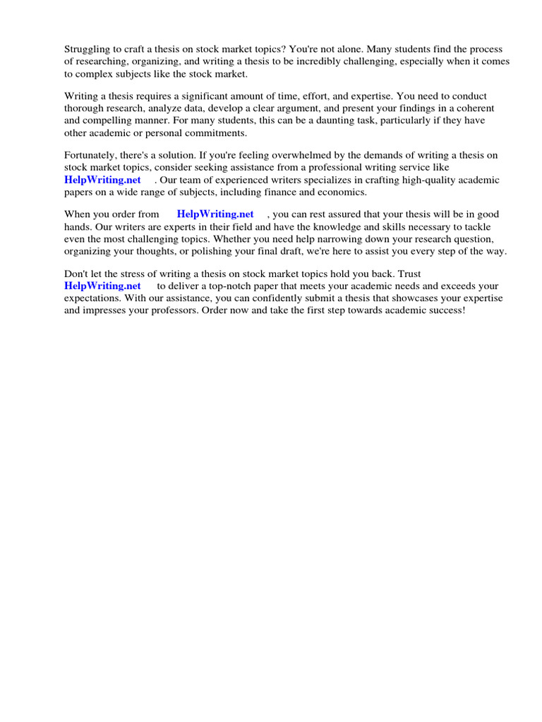 Thesis Topics Stock Market | PDF | Stocks | Stock Market