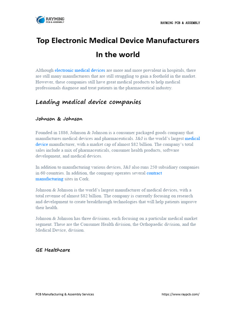 Top Electronic Medical Device Manufacturers in The World | Download ...