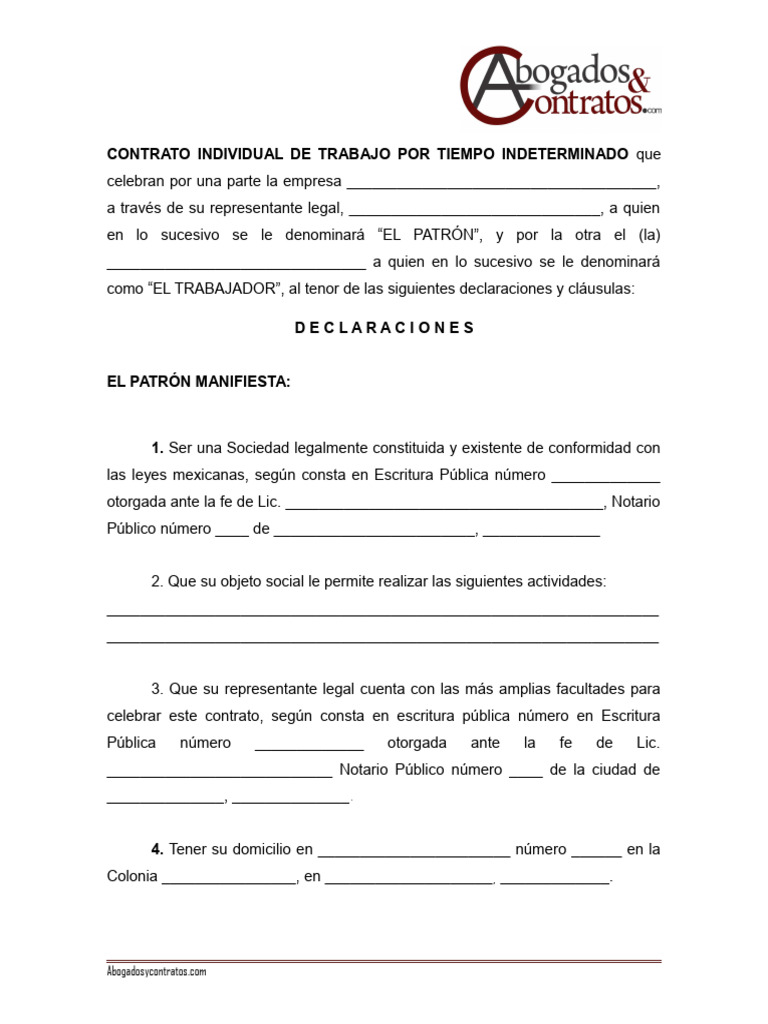 Contrato Por Tiempo Indeterminado | PDF