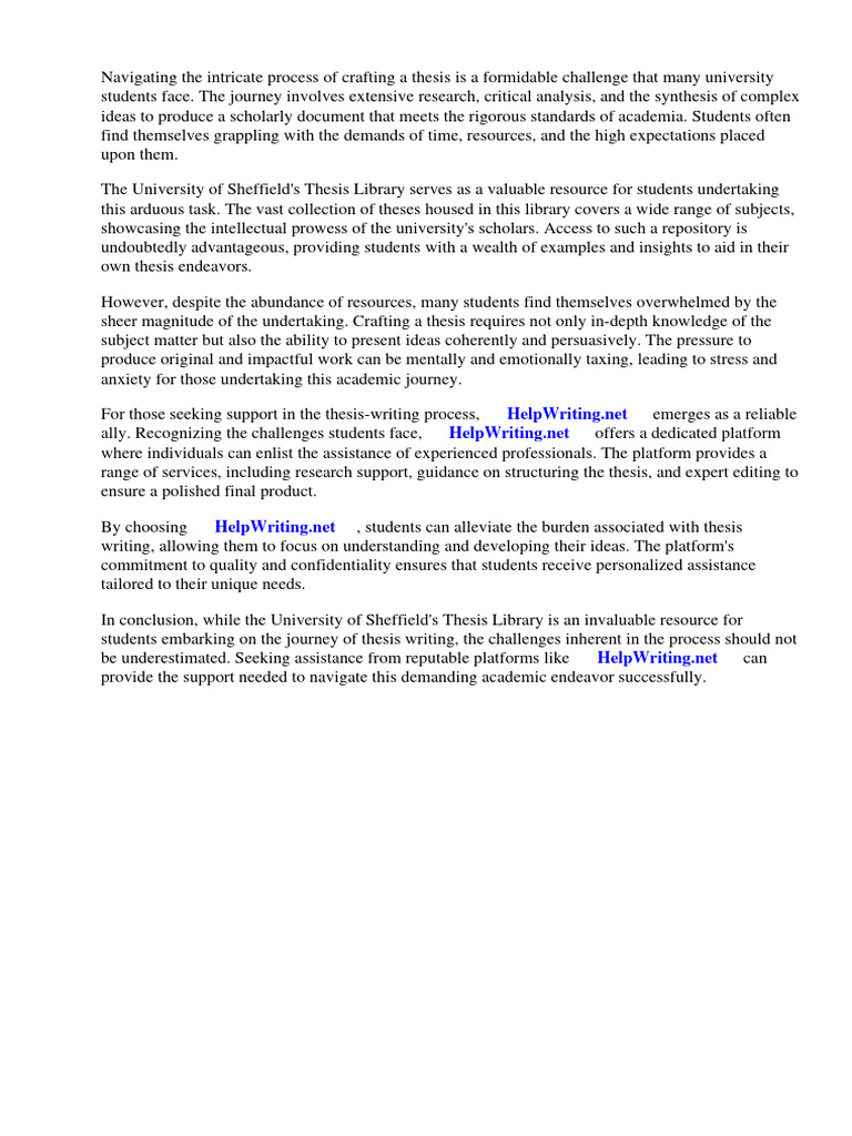 University of Sheffield Thesis Library | PDF | Thesis | Libraries