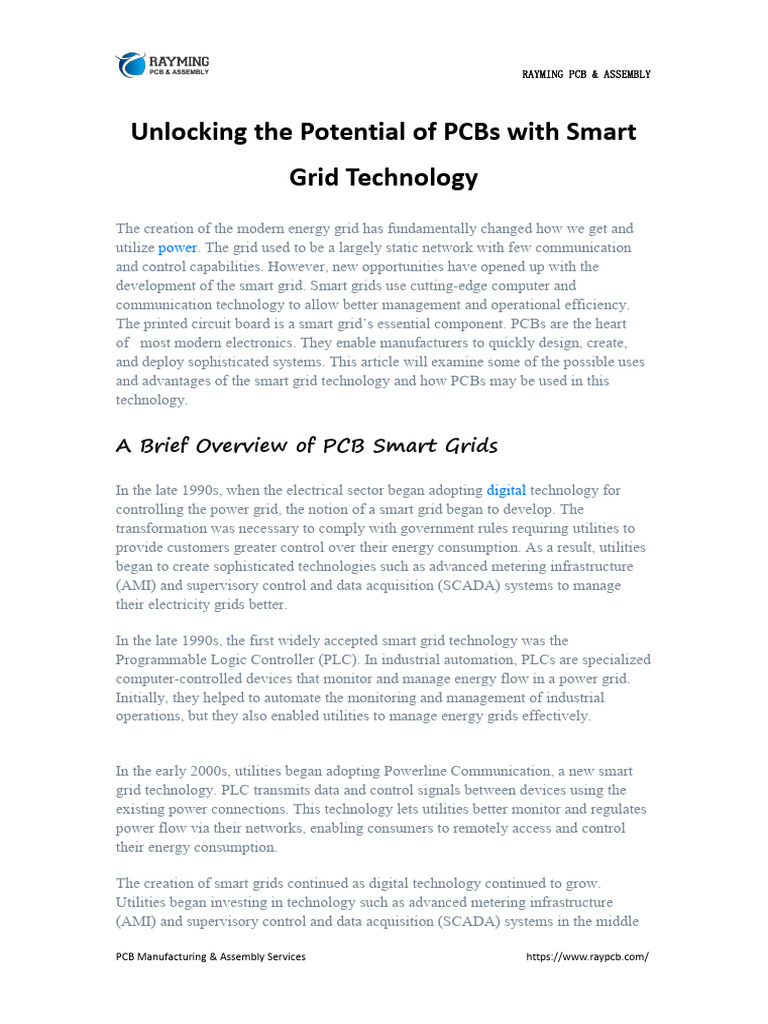 Unlocking The Potential of PCBs With Smart Grid Technology | PDF | Technology & Engineering