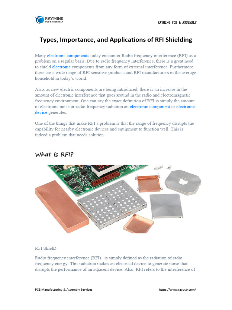 Types Importance and Applications of RFI Shielding | PDF | Electromagnetic Interference | Radio
