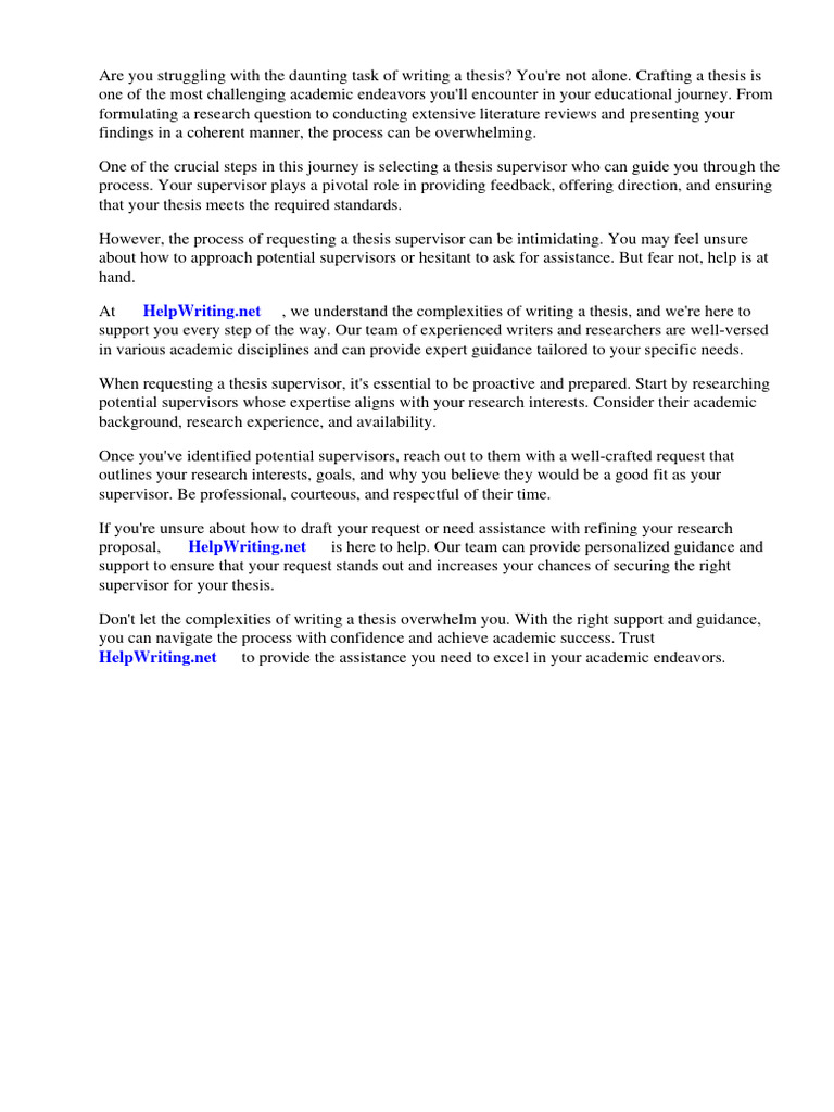 How To Request A Thesis Supervisor | PDF | Thesis | Postgraduate Education