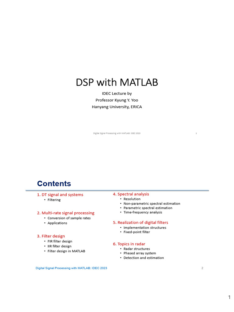 DSP & MATLAB for Engineering Students | PDF