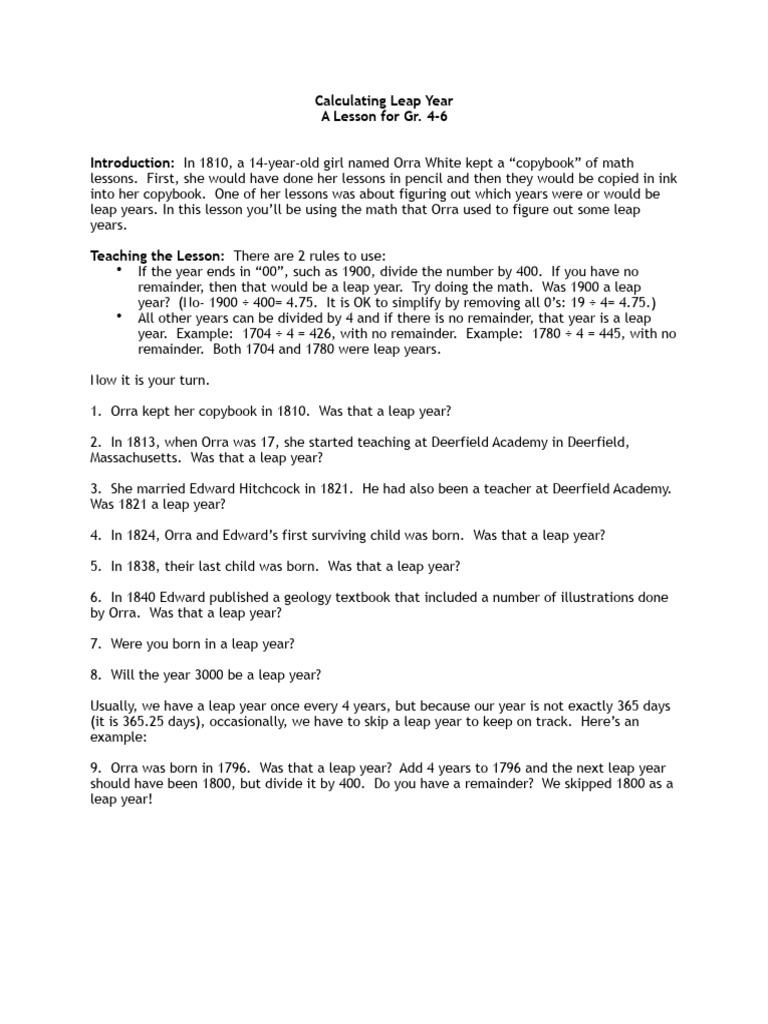 Calculating Leap Year | PDF