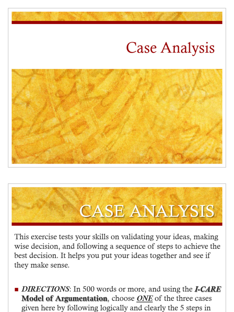 Case Analysis Using I-CARE For Decision Making | PDF | Decision Making | Psychological Concepts