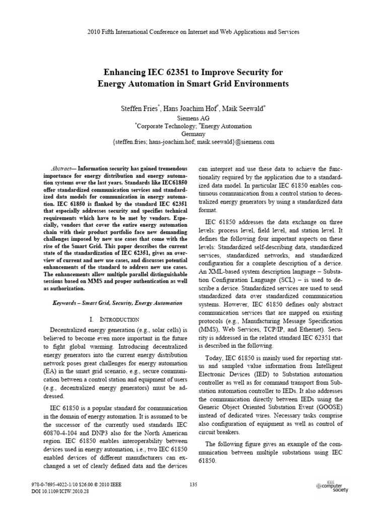 Enhancing IEC 62351 To Improve Security F | PDF | Transport Layer Security | Computer Network