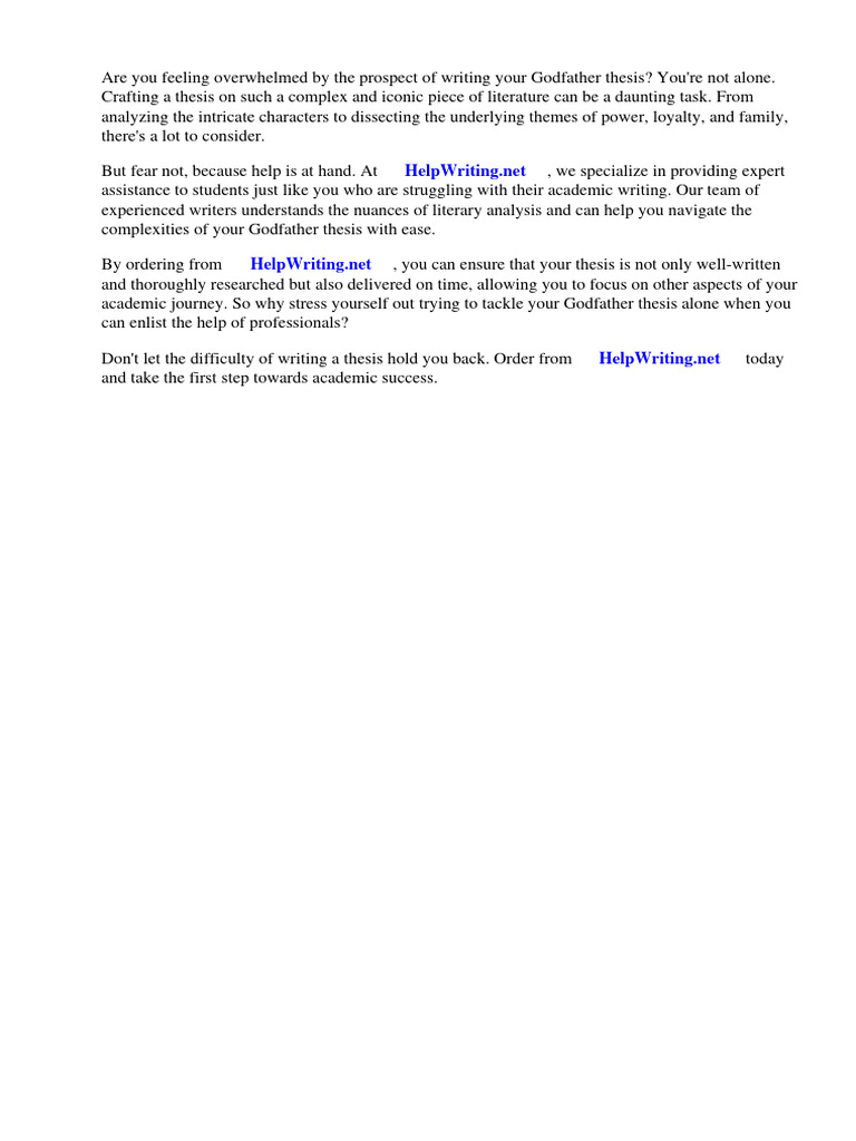 Godfather Thesis Writing Help | PDF