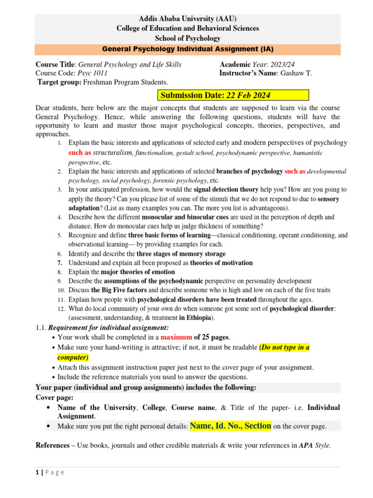AAU - Individual Assignment Sec 3, 12, & 14 | PDF