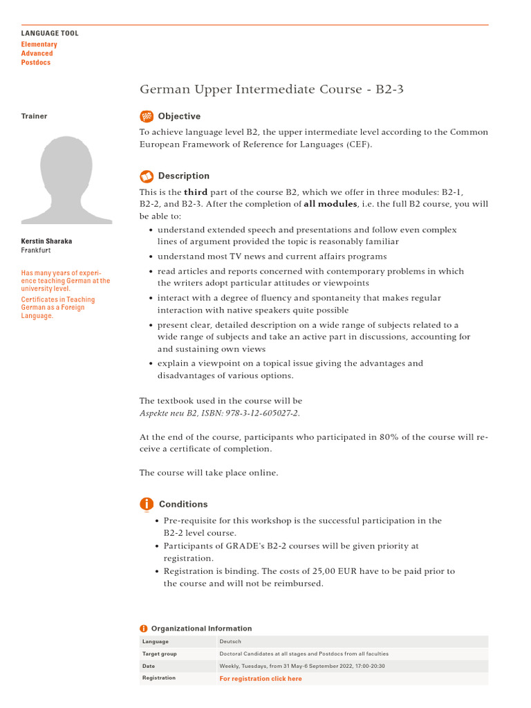 German Upper Intermediate Course - B2 3 | PDF | Career & Growth | Foreign Language Studies